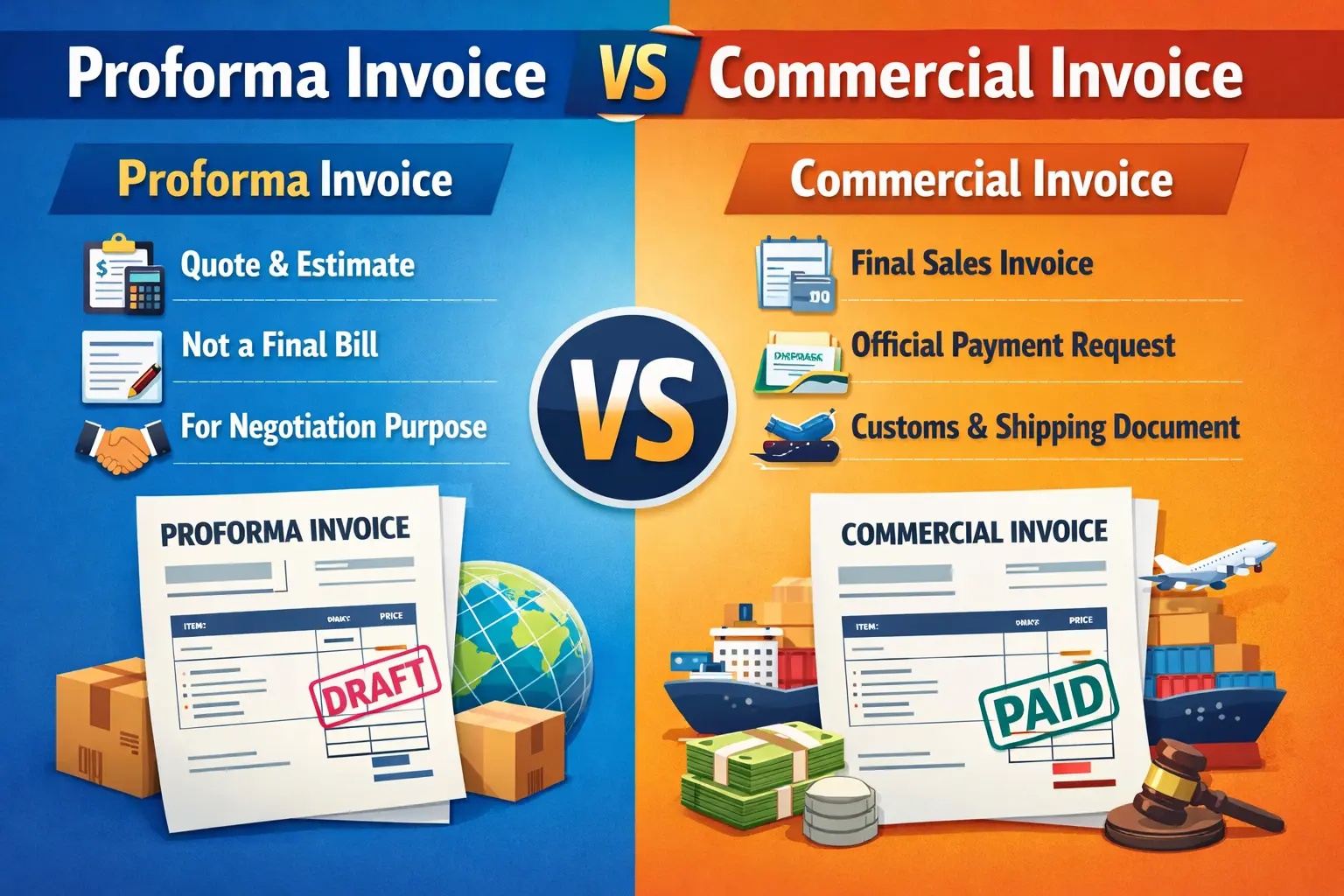 Proforma invoice vs commercial invoice | Accounting ERP KSA